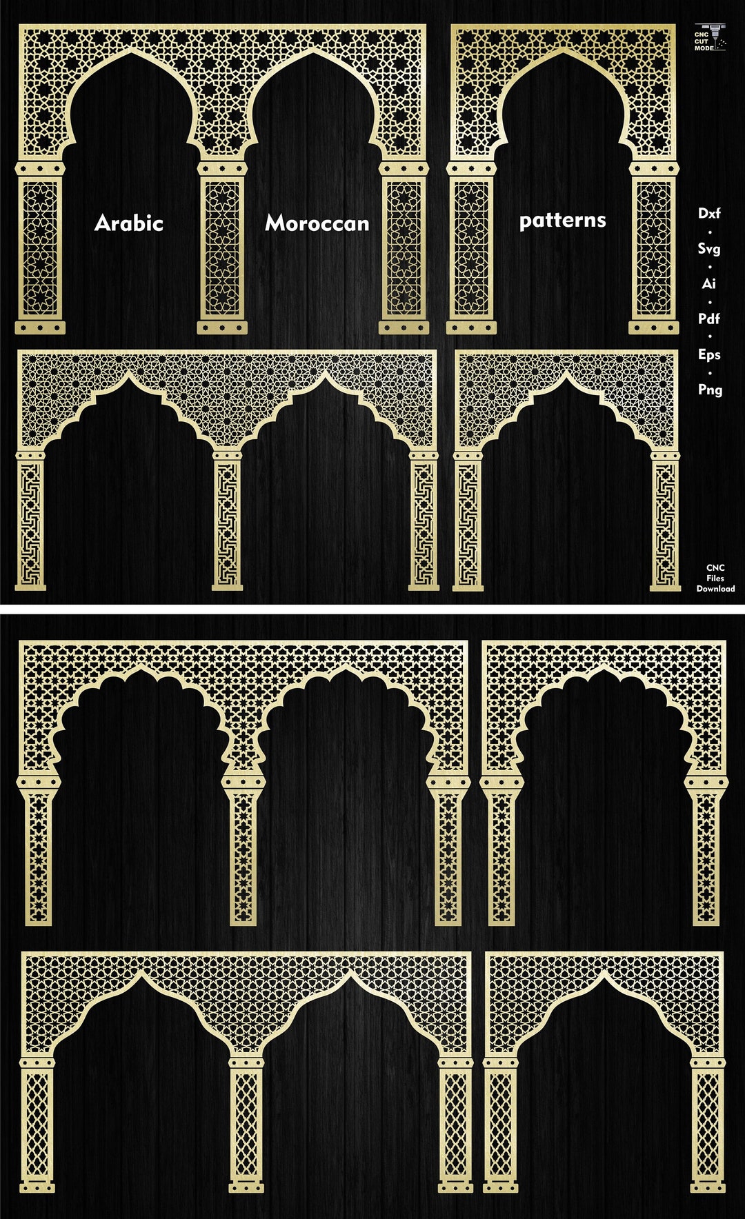 Padrões de arco árabe e marroquino, decoração islâmica Mihrab ...