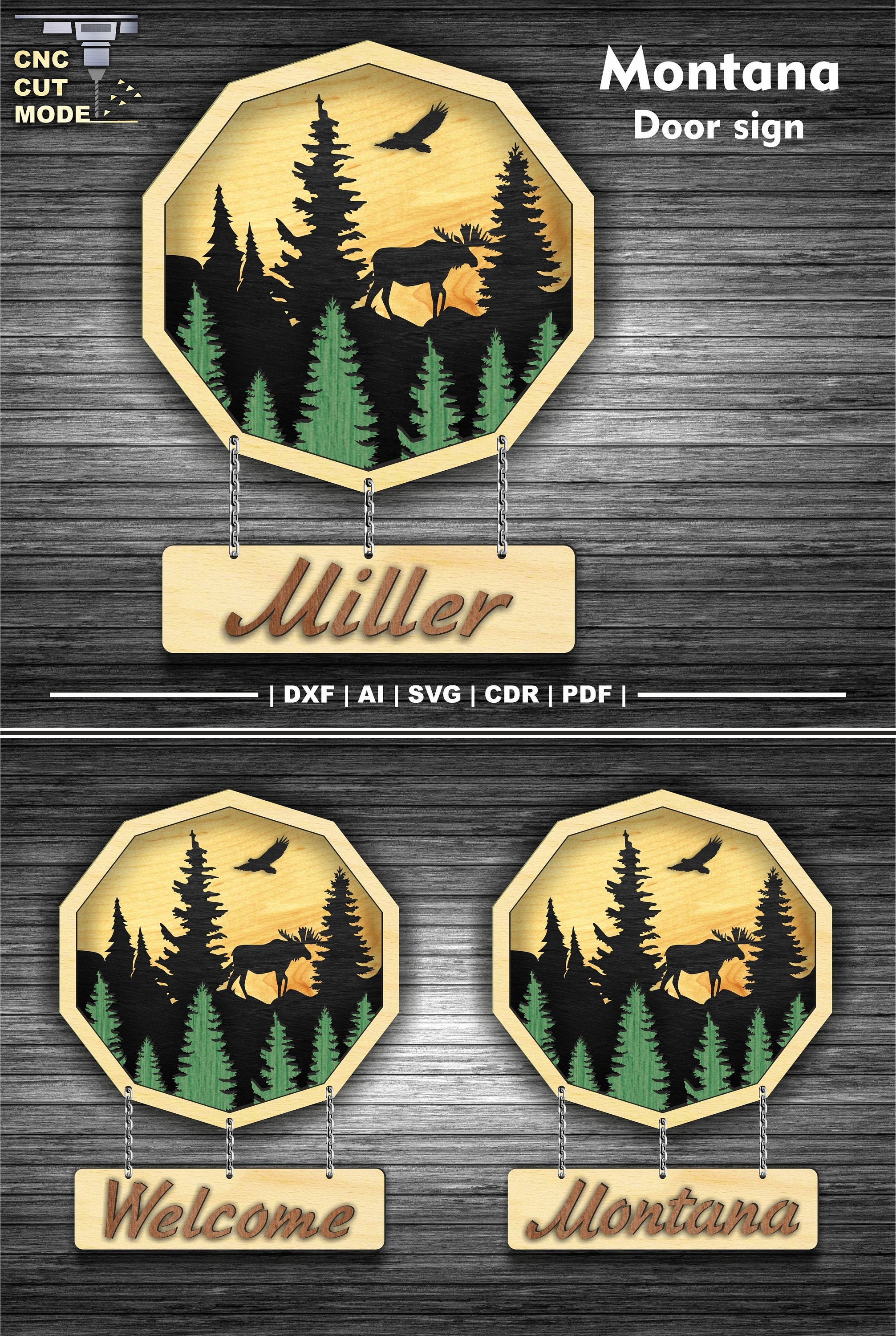 Welcome Board With Mountain Landscape, Montana Door Sign SVG, Family ...