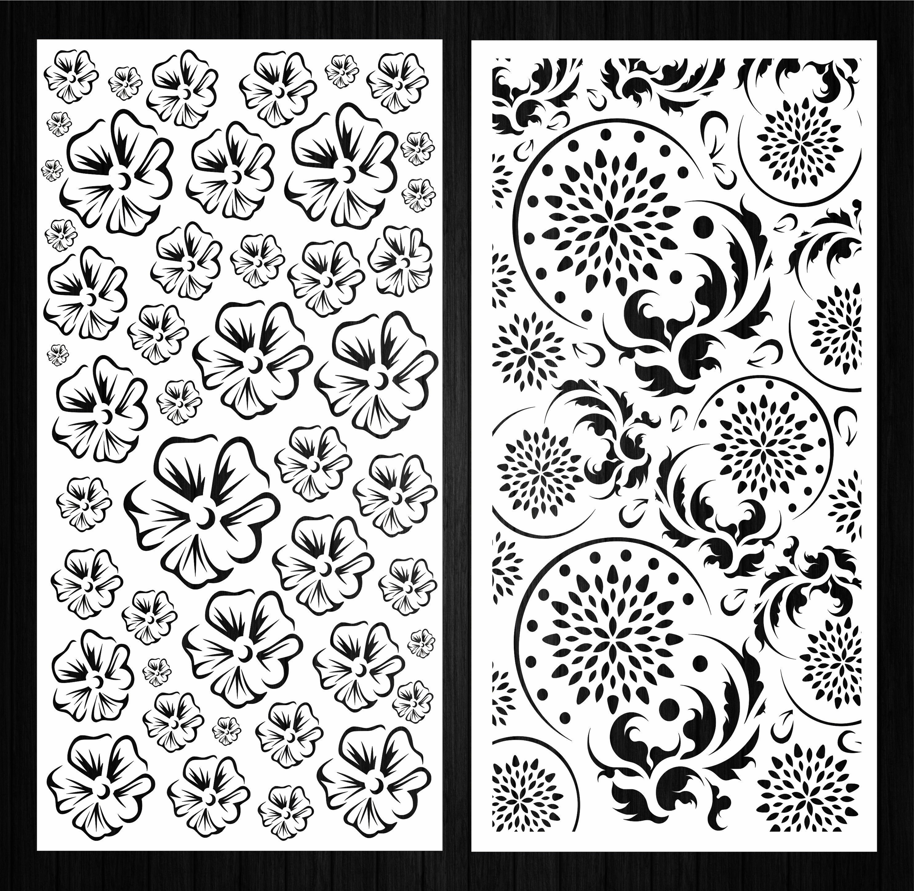 Floral Patterns Set of Vector Panels DXF.AI.SVG. for Laser - Etsy Canada