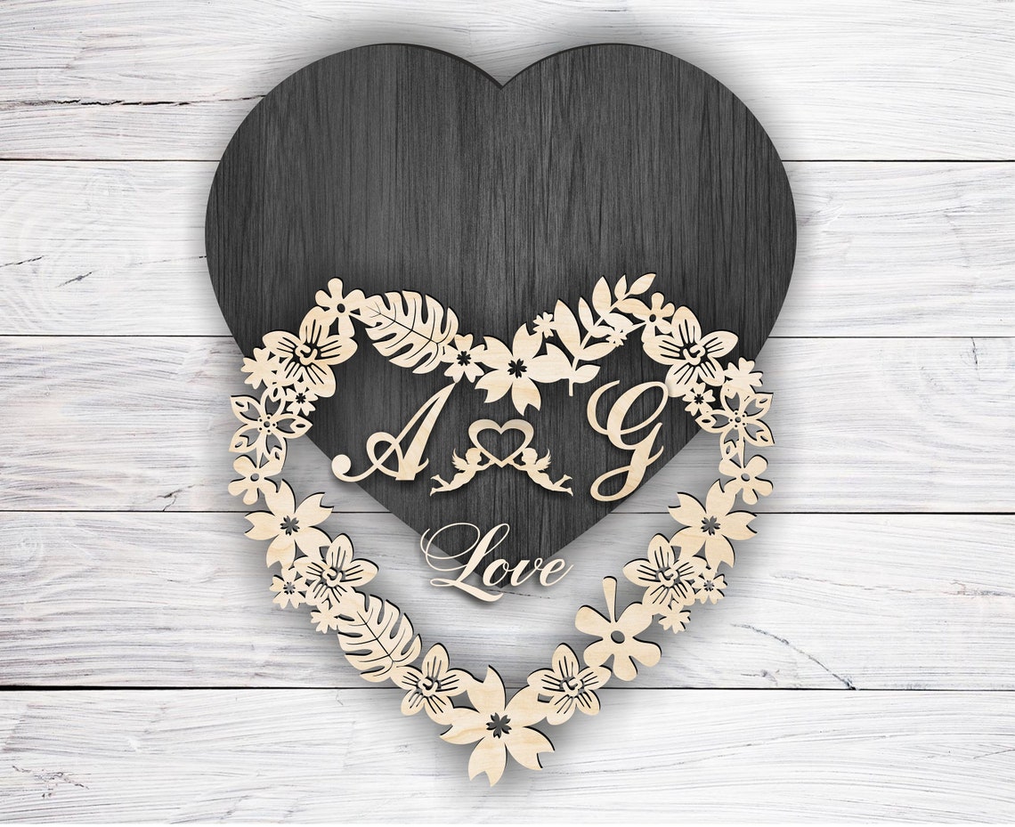 Heart for Lovers With Floral Pattern Valentine Day Love Sign - Etsy