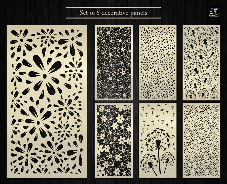 7 Vector Panels With a Floral Pattern for Laser Plasma and - Etsy Australia