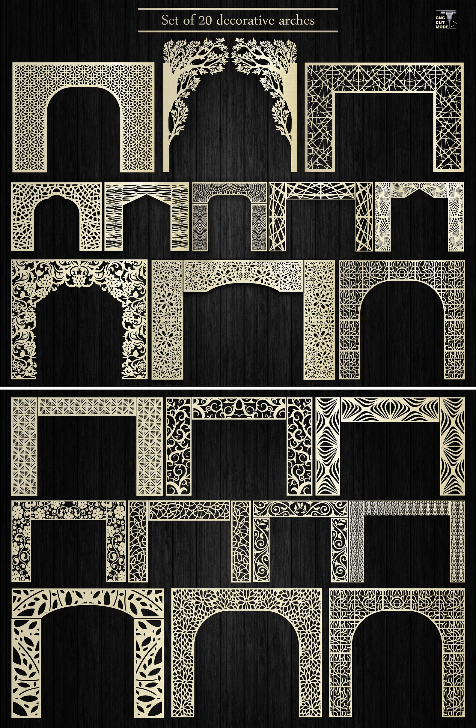 Set of 20 Vector Arches With Abstract and Floral Patterns. - Etsy