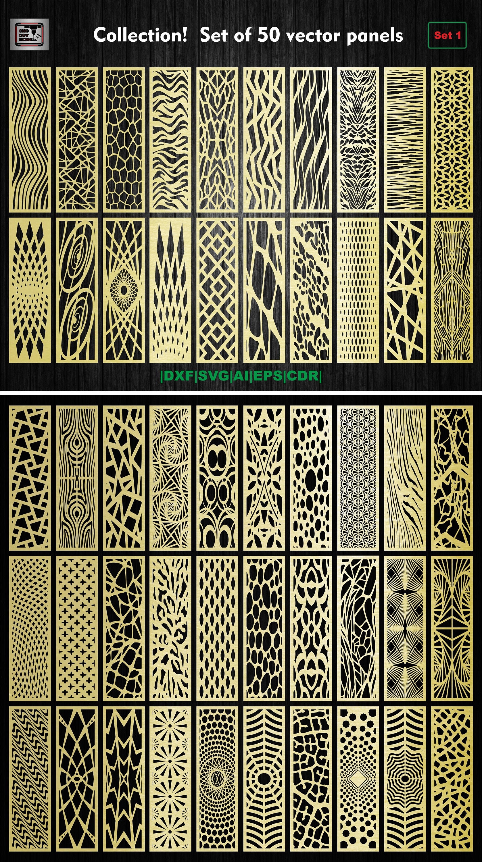 A Set of 50 narrow Vector Panels With an Abstract and | Etsy