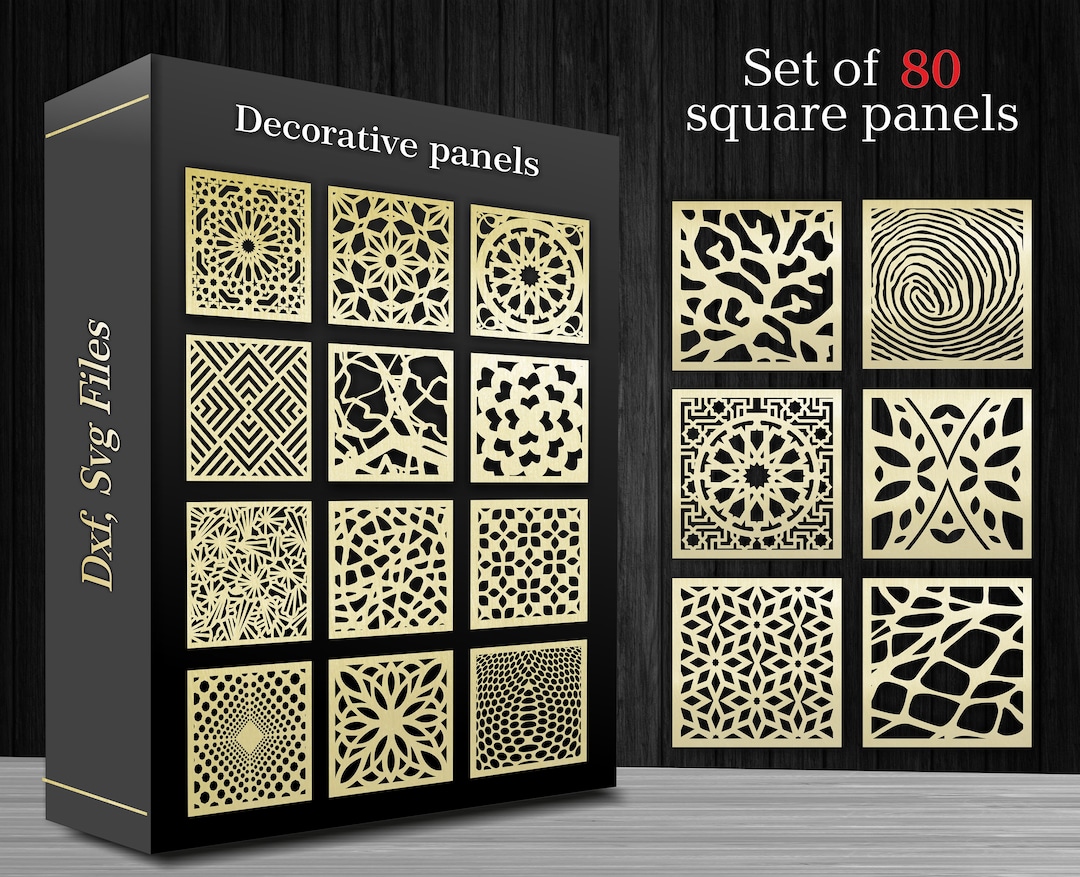 Buy 80 Decorative Square Vector Art Panels (dxf.ai.svg.eps.dwg.) for ...