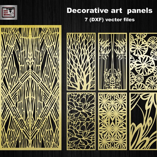 7 Decorative Vector Art Panel dxf.svg.ai.eps. Room | Etsy