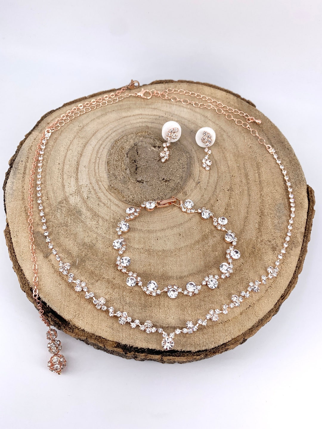 ONDEGO® Rose Gold Back Chain SET Rhinestone Glitter Bridal - Etsy