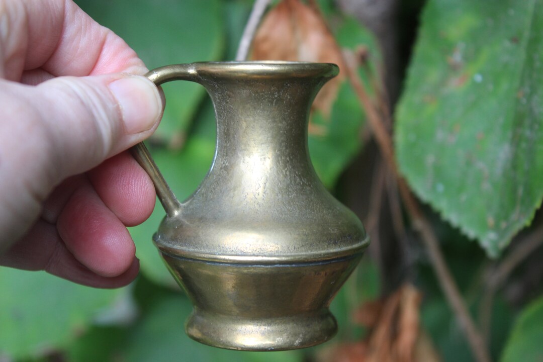 Small Vase Jug Solid Brass Boho 60s 70s - Etsy
