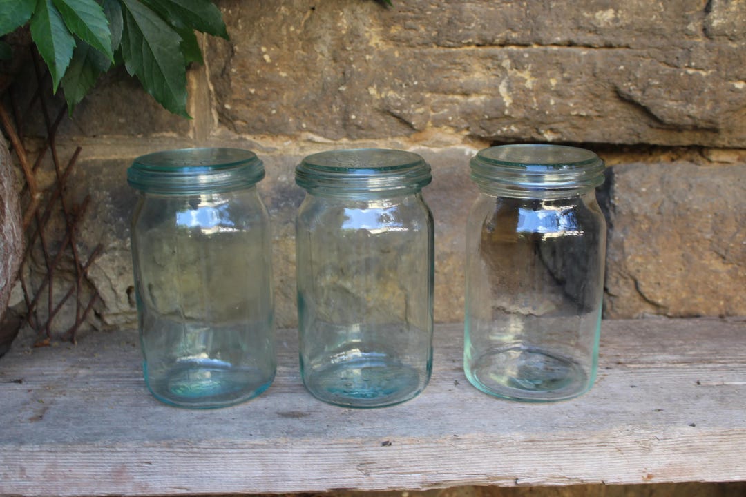 Set of 3 Old 1 1/2 L Preserving Jars, Grooved Jars, Preserving Jars ...