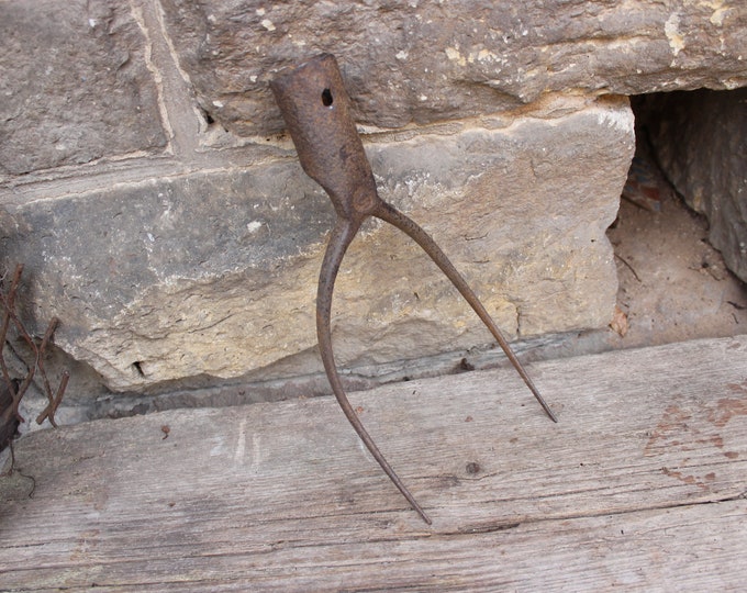 Antique Rusty Pitchfork / With 2 Tines / Hand-forged Fork / Pitchfork ...