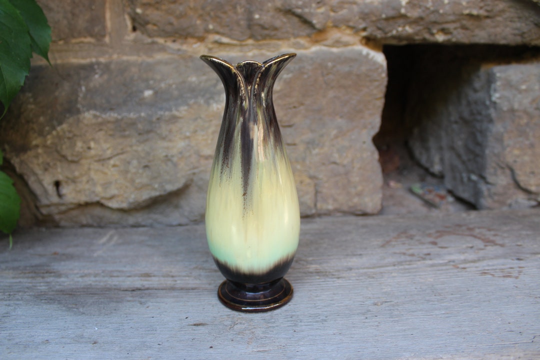 BAY Vase 537 / 17 Running Glaze Ceramic Gold Rim 30s 40s Germany Art ...