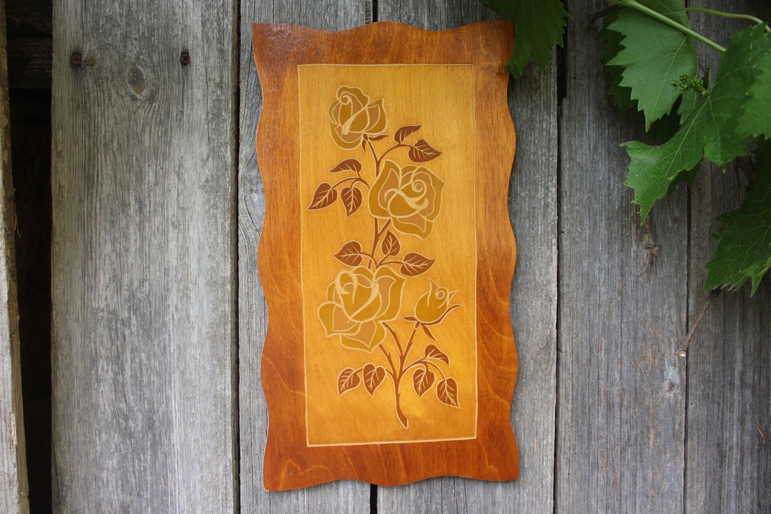 Roses Wooden Relief Handmade Soviet Union 80s - Etsy