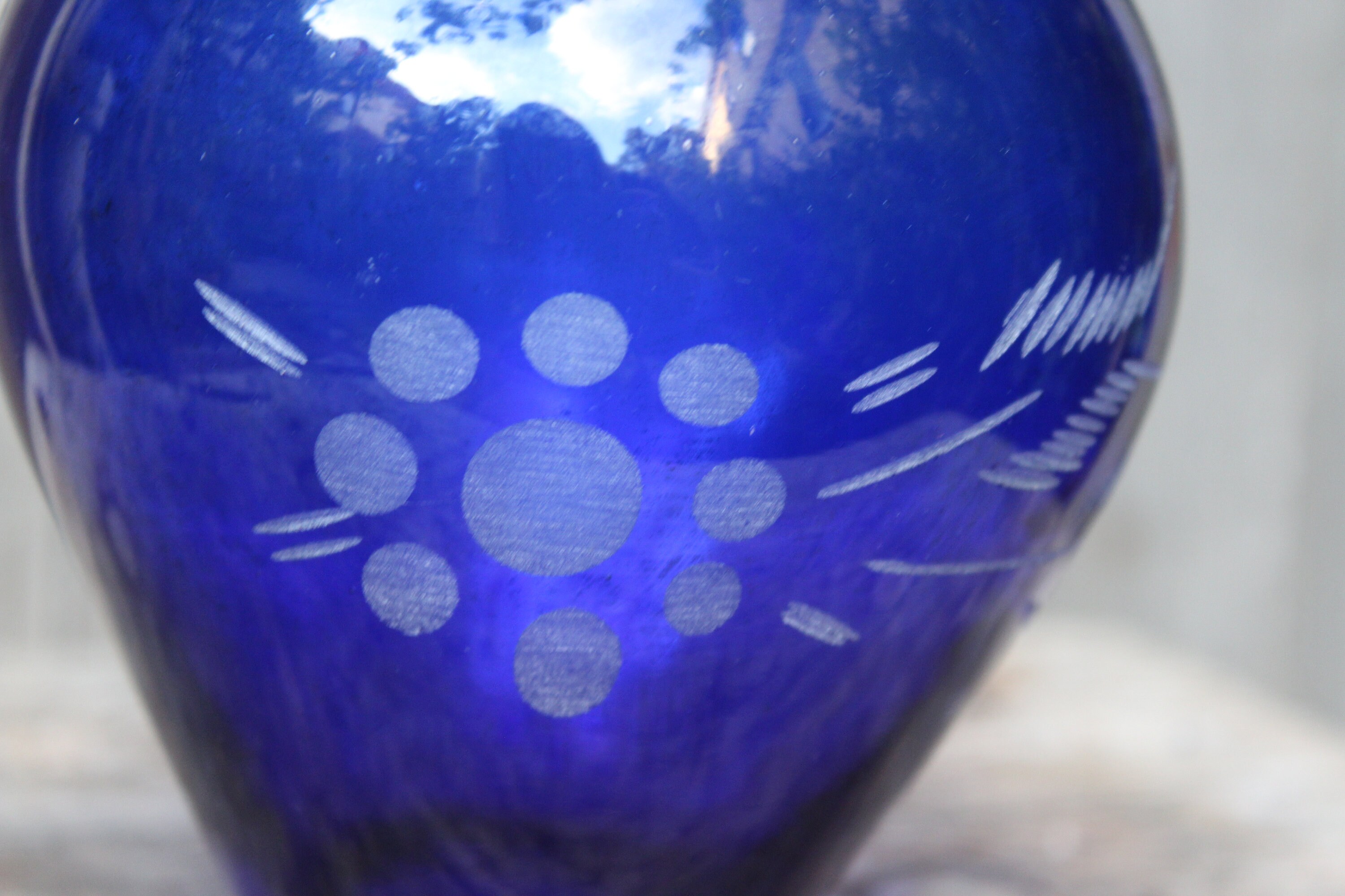 Art Deco vase cobalt blue glass hand-blown 30s 40s vintage | Etsy