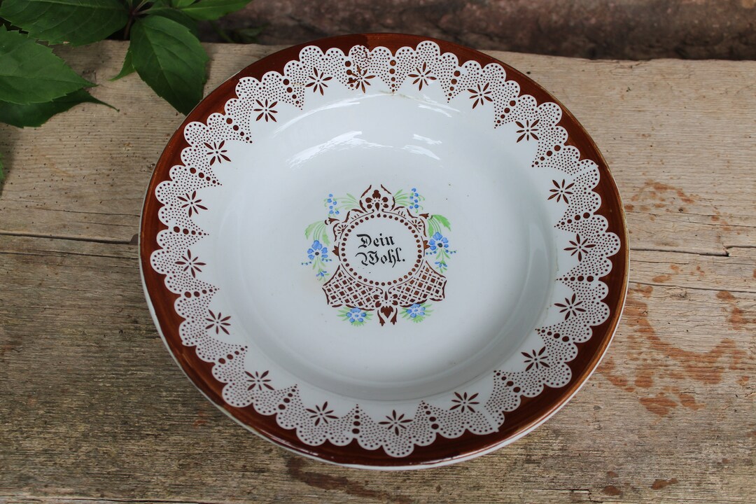 Antique Saying Plate Stenciled Ceramic Art Nouveau Around 1890 to 1900 ...