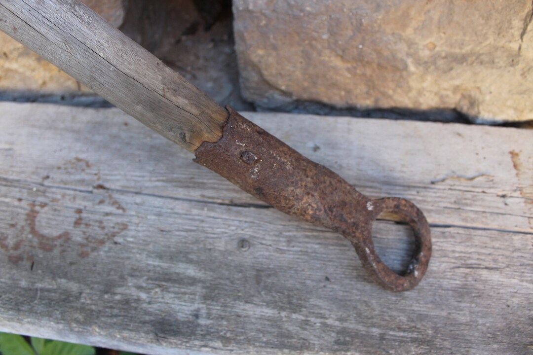 Antique Hand-forged Iron Drawbar Eye With Drawbar From Agricultural ...