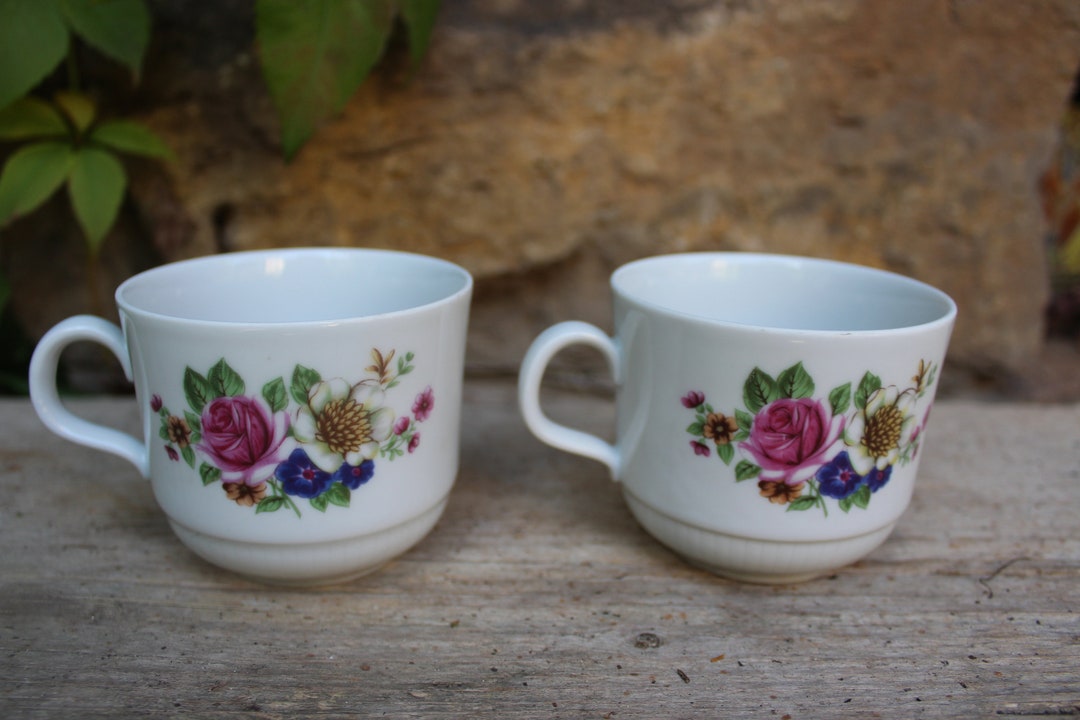 2 Coffee Cups Tea Cups Roses Flowers Decor Kahla Porcelain GDR - Etsy