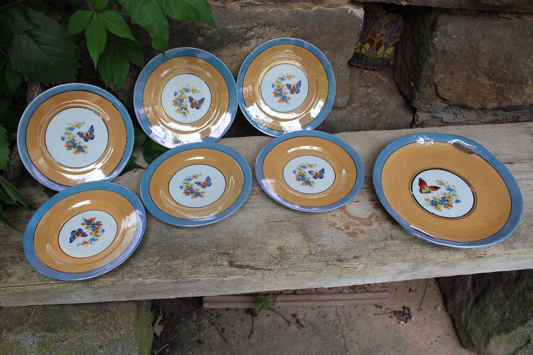 7-piece Set of Dessert Plates, Pastry Plates, Porcelain, 1950s - Etsy