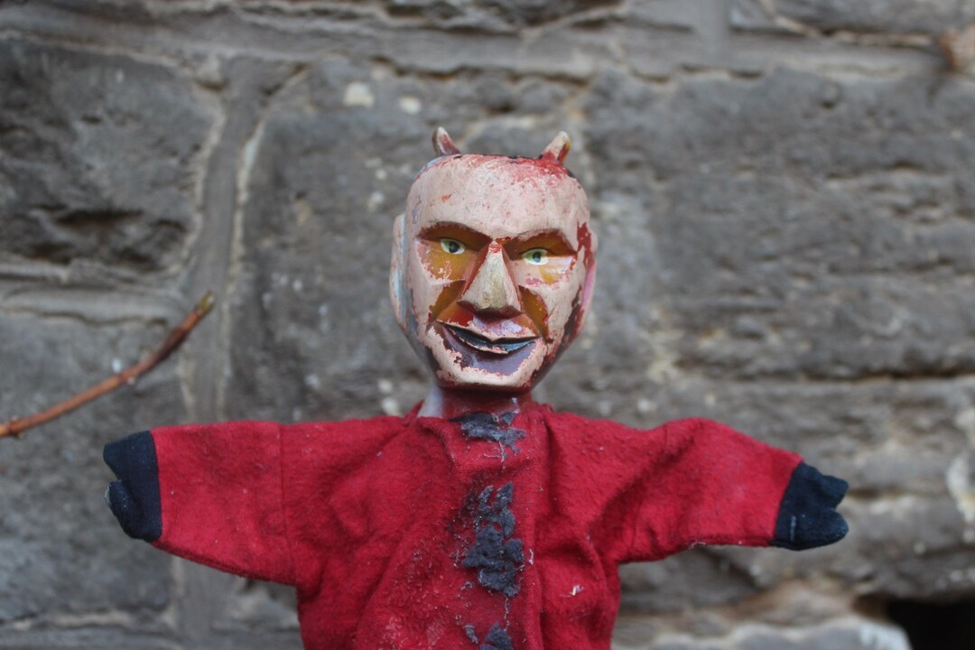 Antique Devil Hand Puppet Hand Carved / Many Signs of Age / Shabby Vintage 20s Germany - Etsy