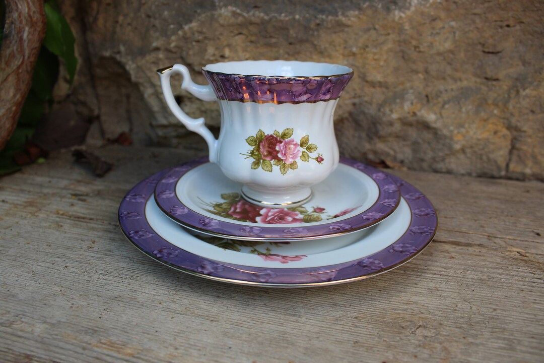 Collection Cup Collection Set Porcelain Gold Plated Roses Chodziez Poland - Etsy