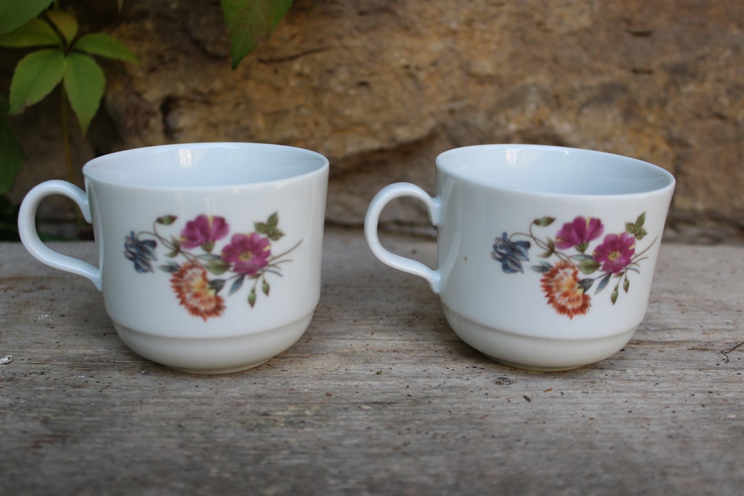 2 Coffee Cups Tea Cups Flower Decor Kahla Porcelain GDR - Etsy