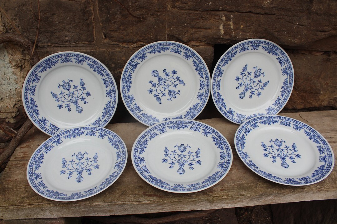 Set of 6 Onion Pattern Dinner Plates Large Plates Kahla Symphony ...