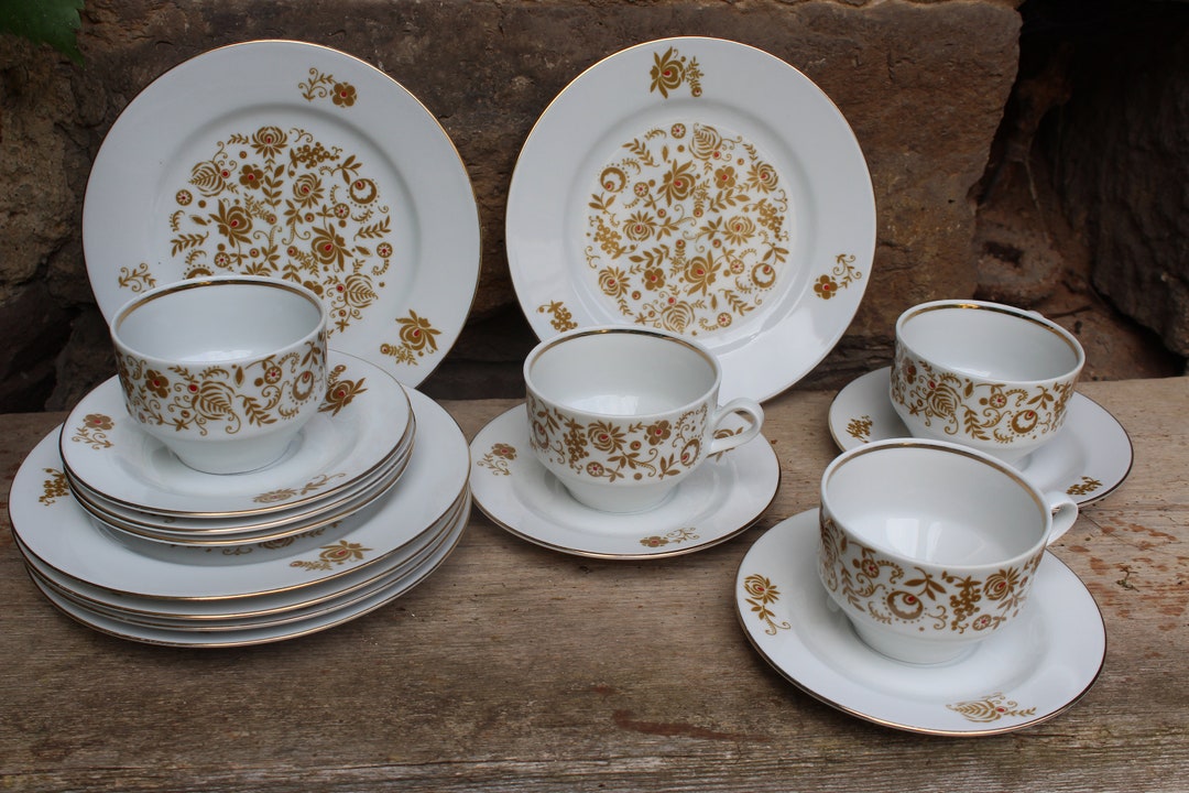 17 tlg. Kaffeeservice Henneberg Porzellan Blumen Dekor Vintage 70er Jahre DDR GDR - Etsy.de