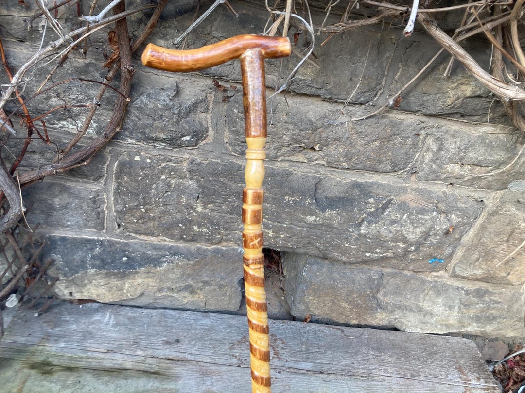 Carved Wooden Walking Stick Folk Art Handmade 50s 60s - Etsy