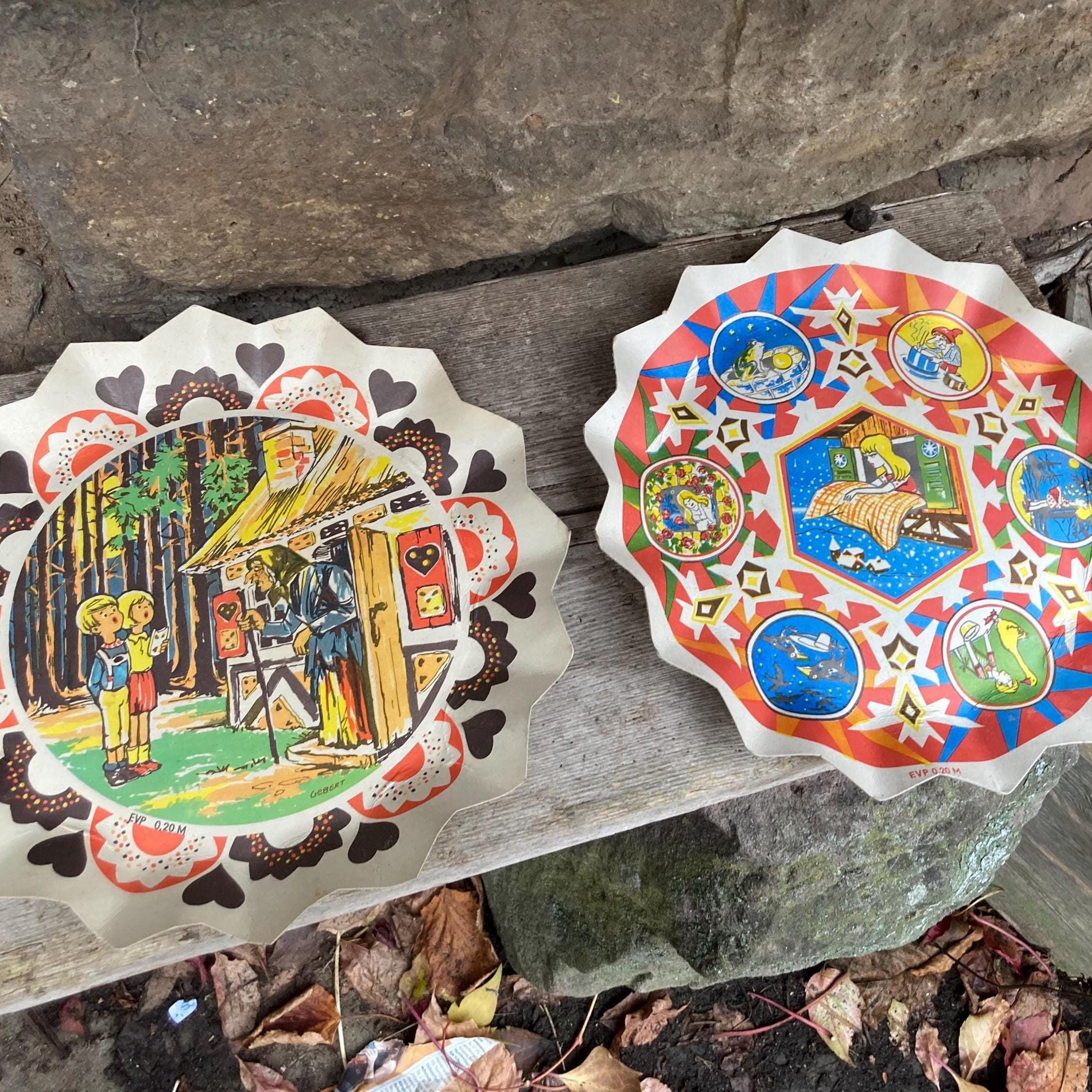 East German Christmas Plates With Fairytale Motifs, Paper Plates From ...