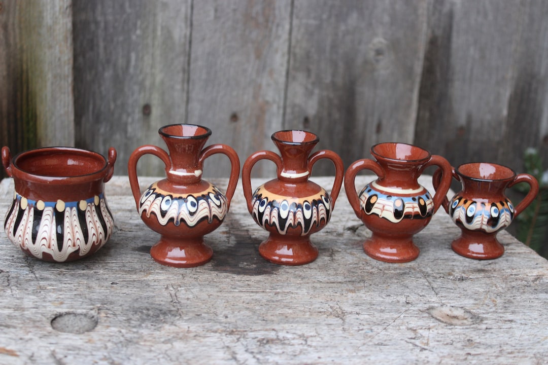 1 von 5 mini Amphore Krug Henkeltopf traditionelle bulgarische Keramik ...