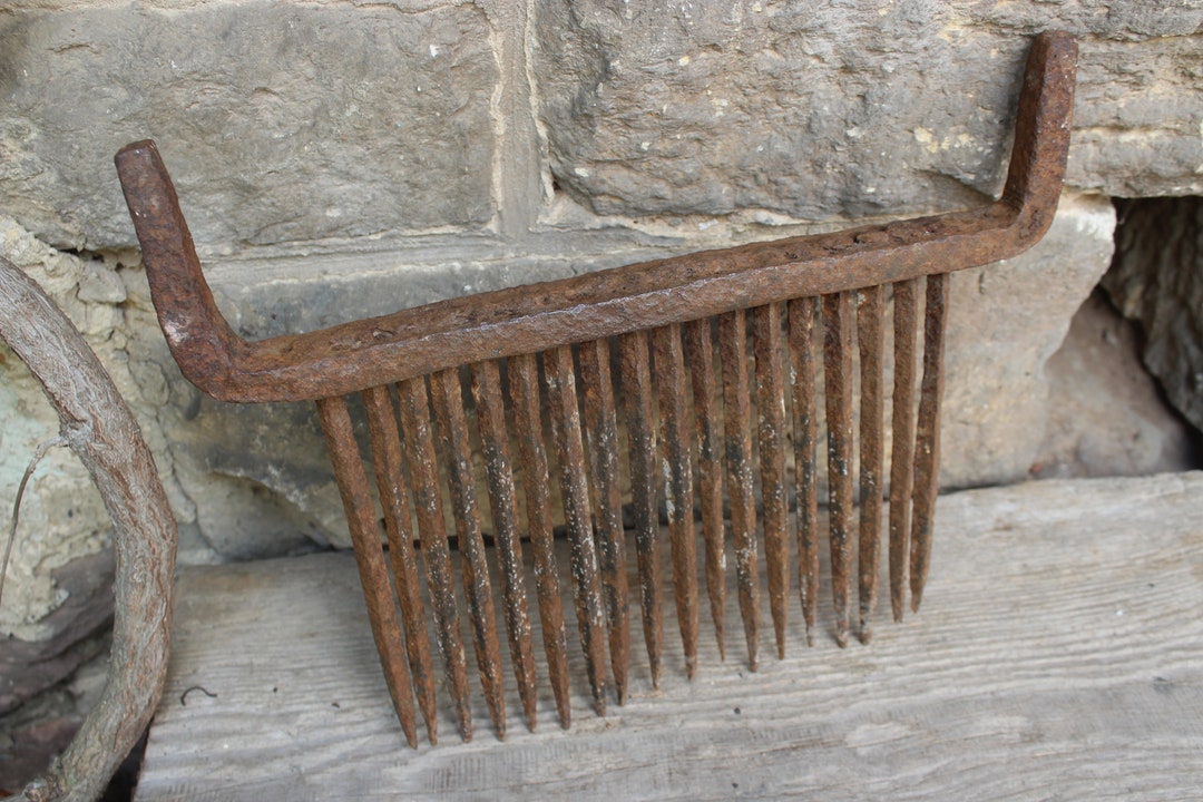 Antique Large Flax Comb Iron Hand Forged Flax Rake Iron Comb Hackle ...