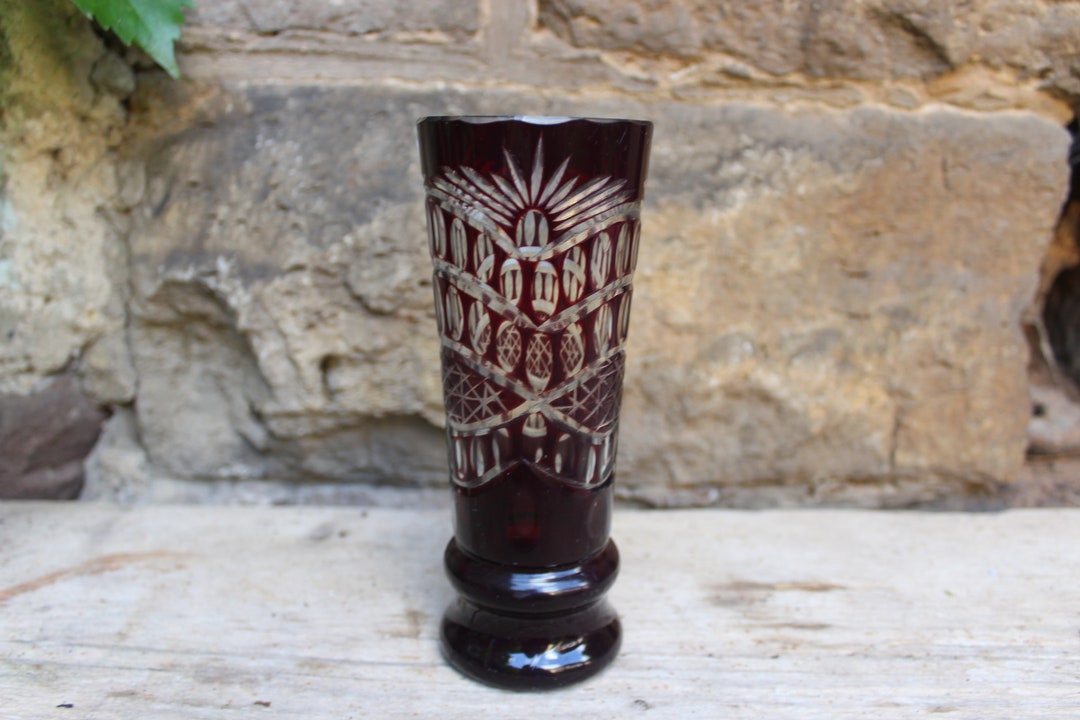 Antique Ranft Cup, Goblet, Vase, 24% Lead Crystal, Ruby Red Glass ...