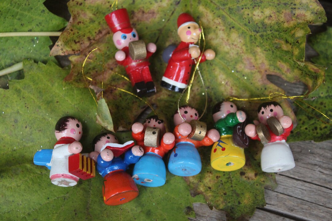 10 Pcs. Wooden Pendant Set Erzgebirge Christmas Tree Decorations 70s ...