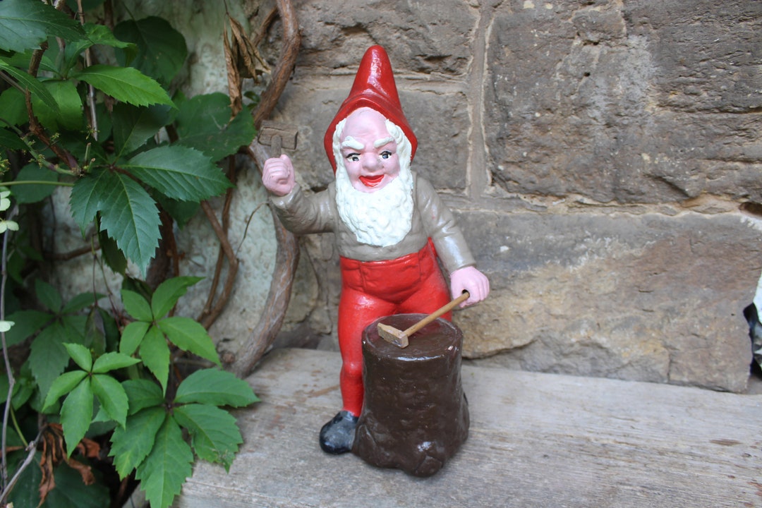 Ancient Garden Gnome Blacksmith Lumberjack 35.5 Cm Heissner Ceramics ...