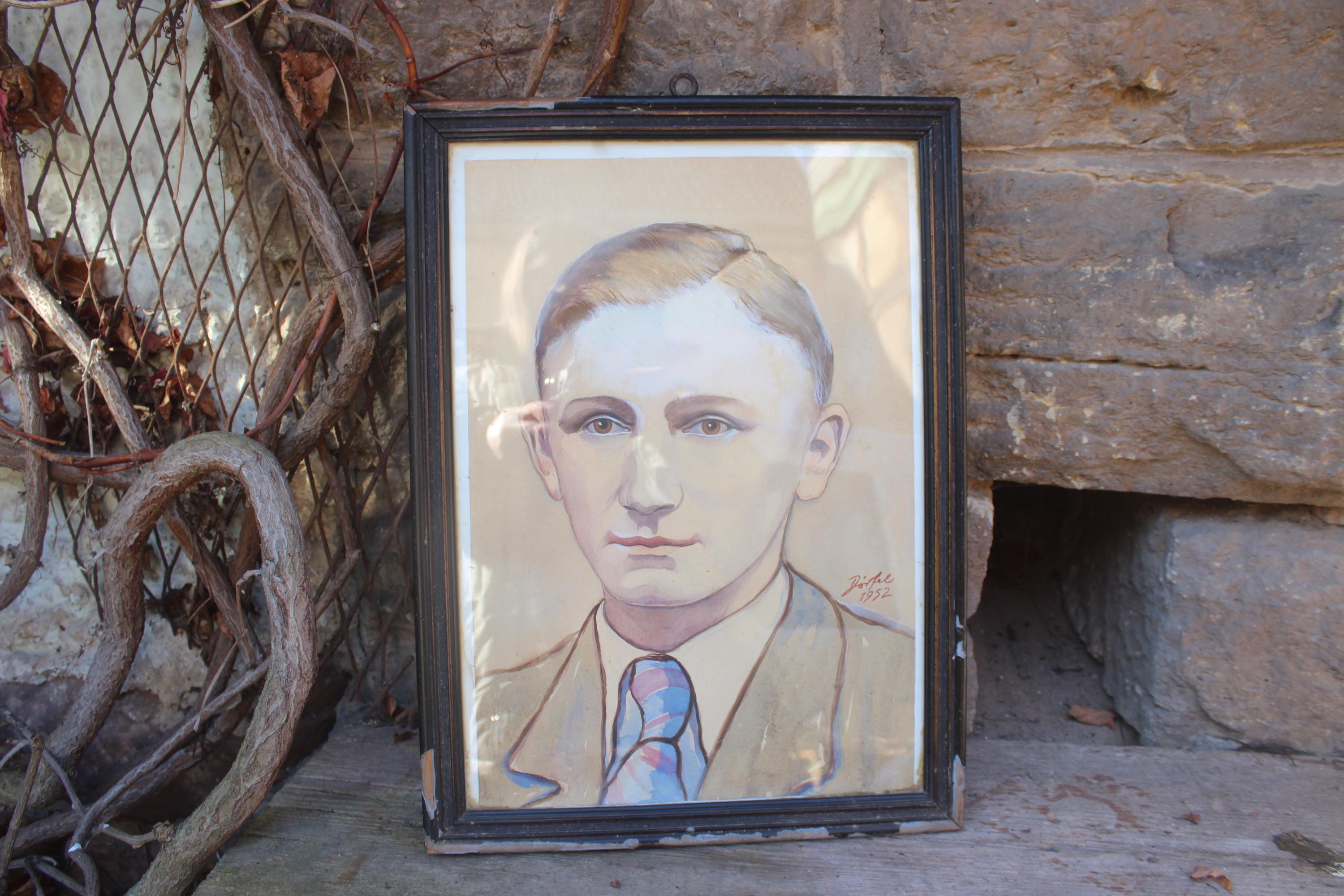Old Wooden Frame With Portrait 