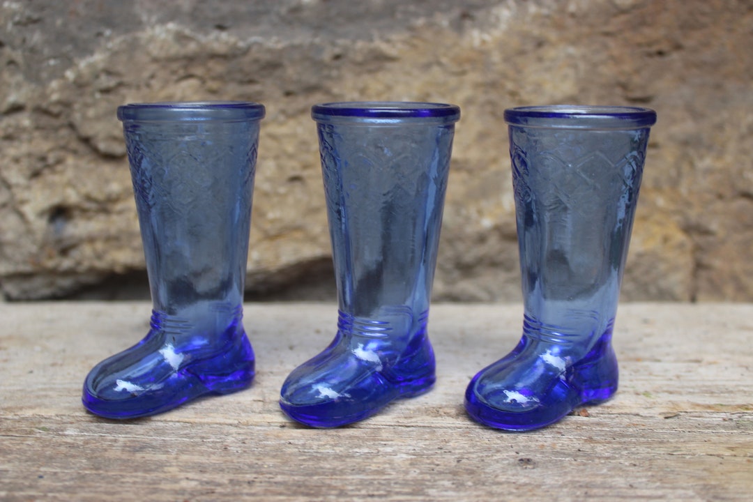 3 Liquor Boots Glass Boots Smoked Glass Pressed Glass 70s GDR - Etsy