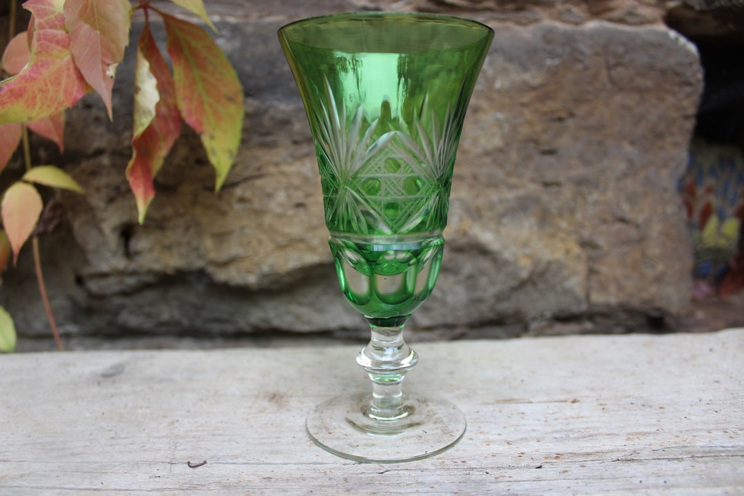 Historicism Wine Glass Footed Cup Goblet Bohemia? Antique Glass 1850 ...