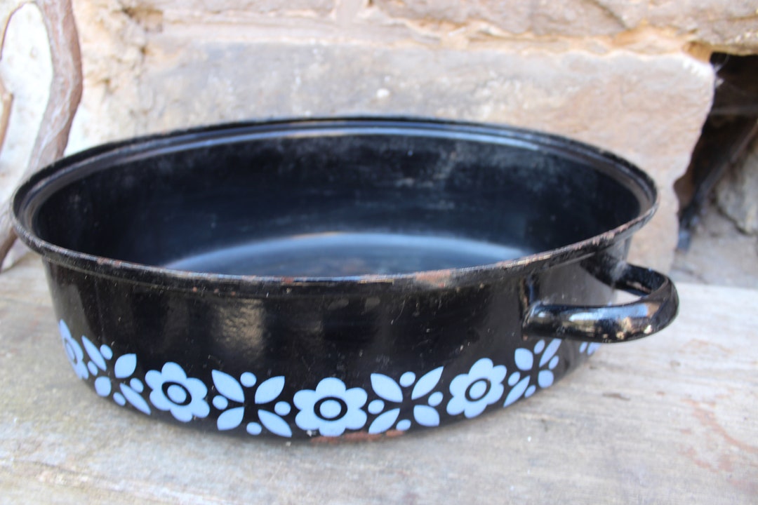 Shabby Enamel Roaster Plant Pot Decoration 70s GDR - Etsy