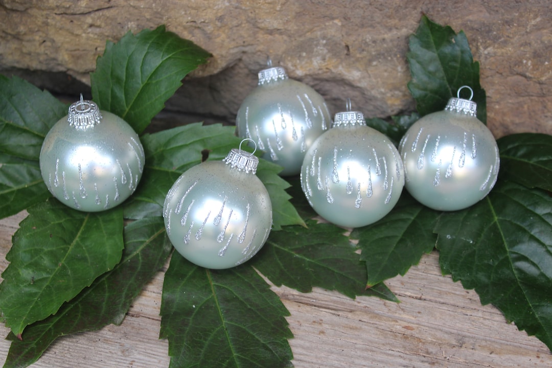 5 Christmas Tree Balls With Silver Glitter Decor Christmas - Etsy