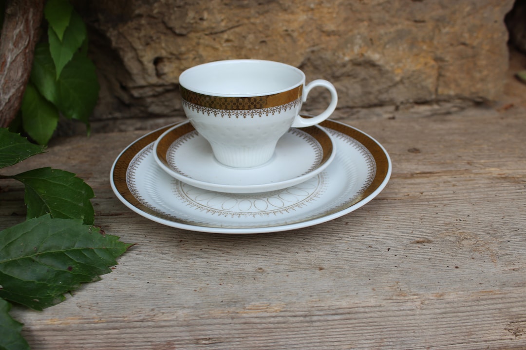 3 Pcs. Collector's Set Collector's Cup Tea Set Wide Gold Rim Kahla ...