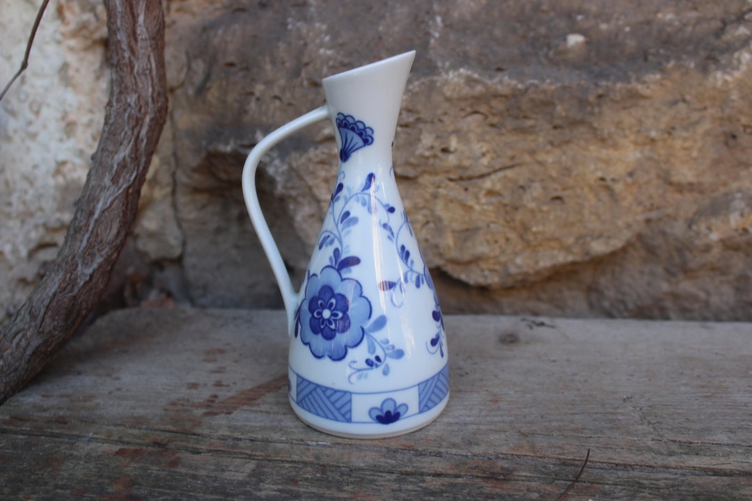 Vase Handle Vase Real Cobalt Flower Decor Vintage 50s 60s Volkstedt ...