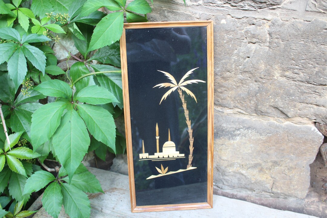 Vintage Straw Picture Palm Tree Mosque 50s 60s - Etsy