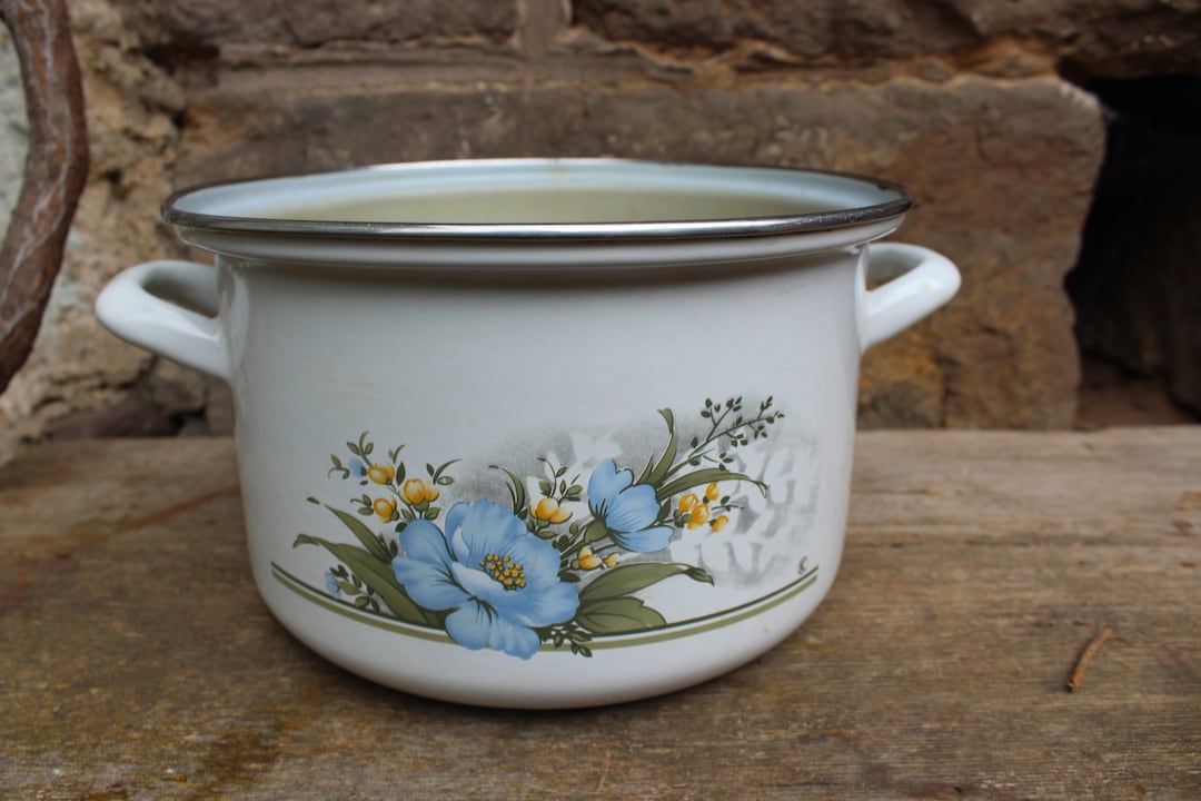 Enamel Pot Flower Pot Plant Pot Decoration 80s 90s - Etsy