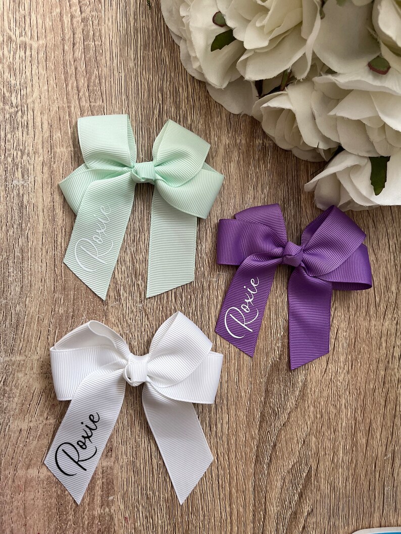 Personalised 4 Inch Bow Brooch, Funeral, Memory, Girls Bows ...