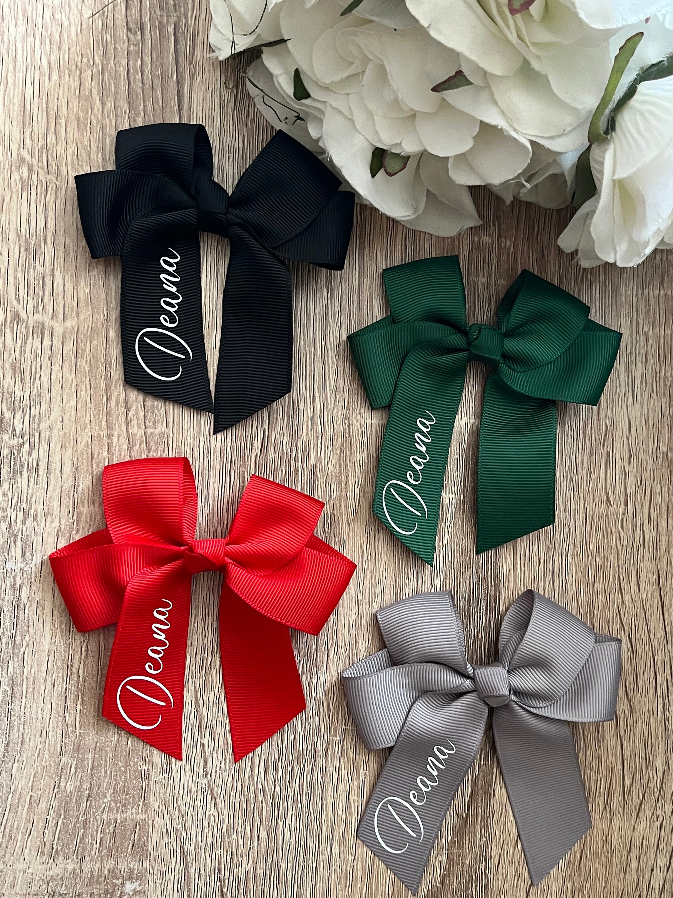 Personalised 4 Inch Bow Brooch, Funeral, Memory, Girls Bows ...