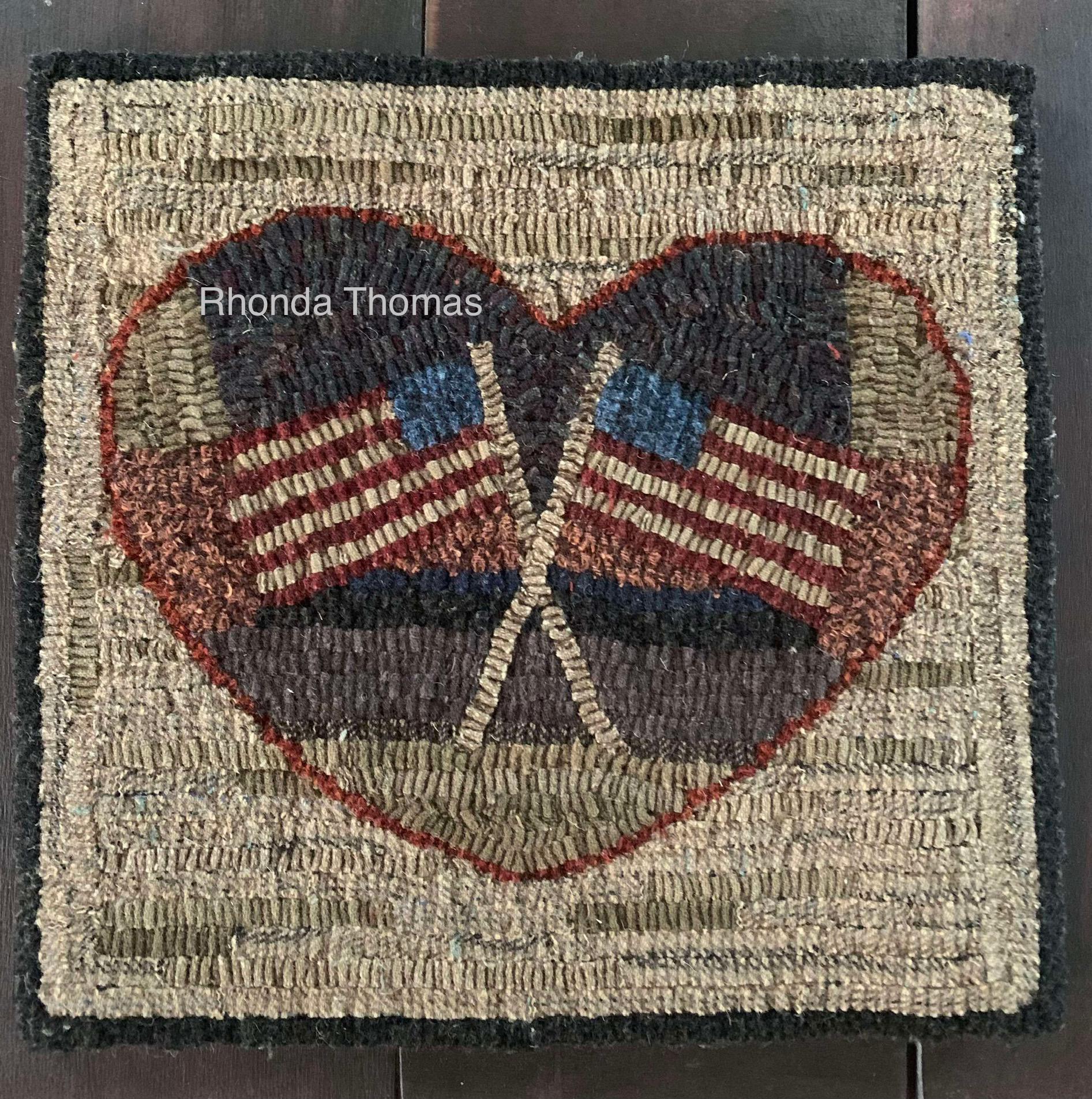 Olde Heart and Flags - A Rhonda Thomas Original Primitive Rug Hooking ...