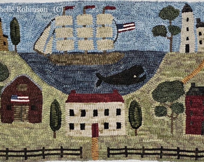 Primitive Folk Art Hooked Penny Rug Table Runner ~ Early Style - Etsy