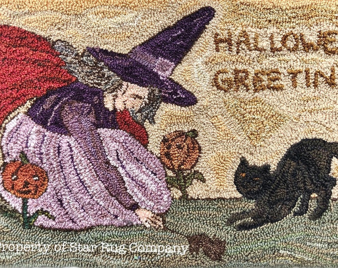 Star Rug Company ~ Witch in the Pumpkin Field Rug Hooking Pattern - Etsy