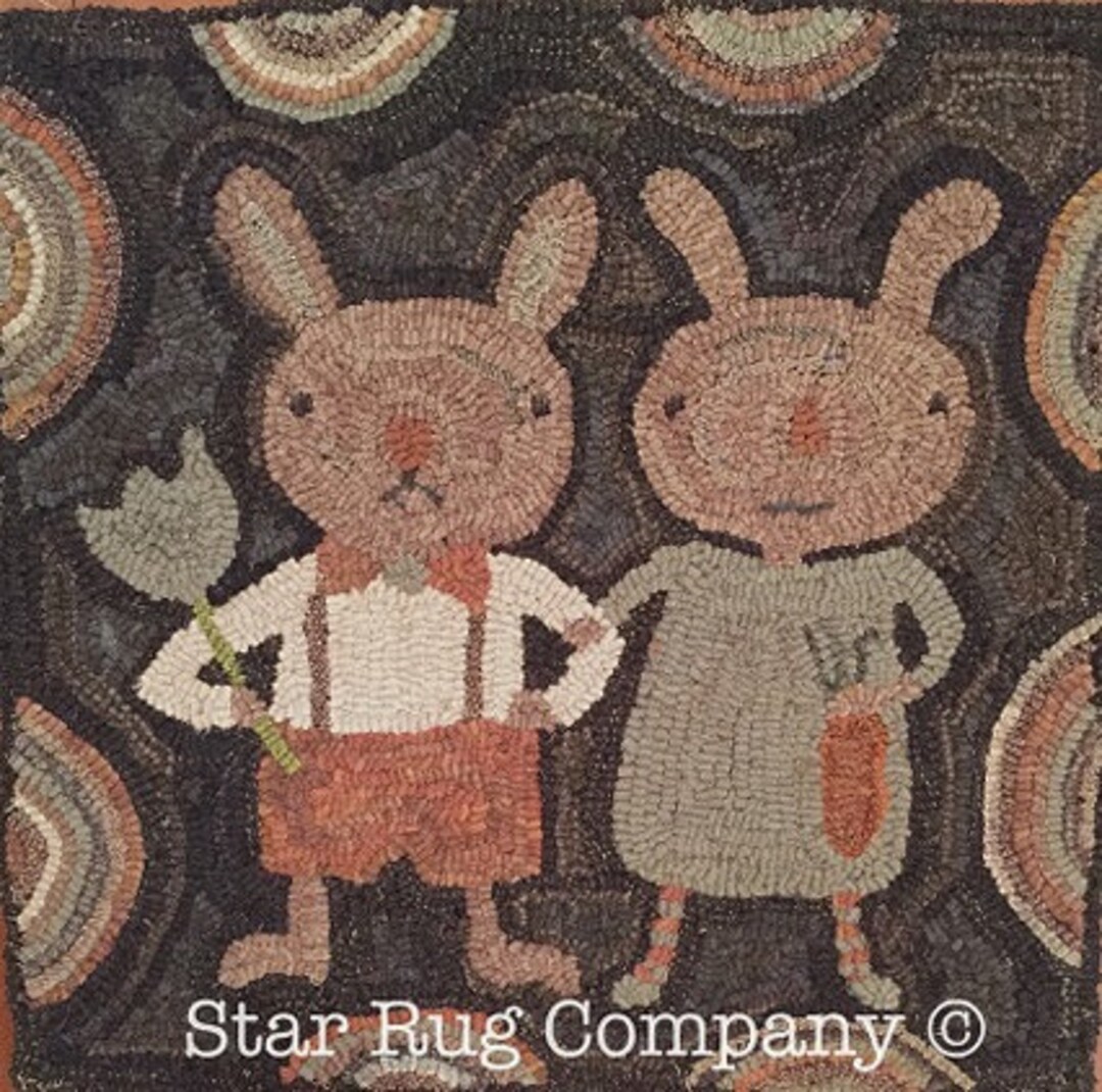 Star Rug Company ~ Bunny Walk Primitive Rug Hooking Pattern - Etsy