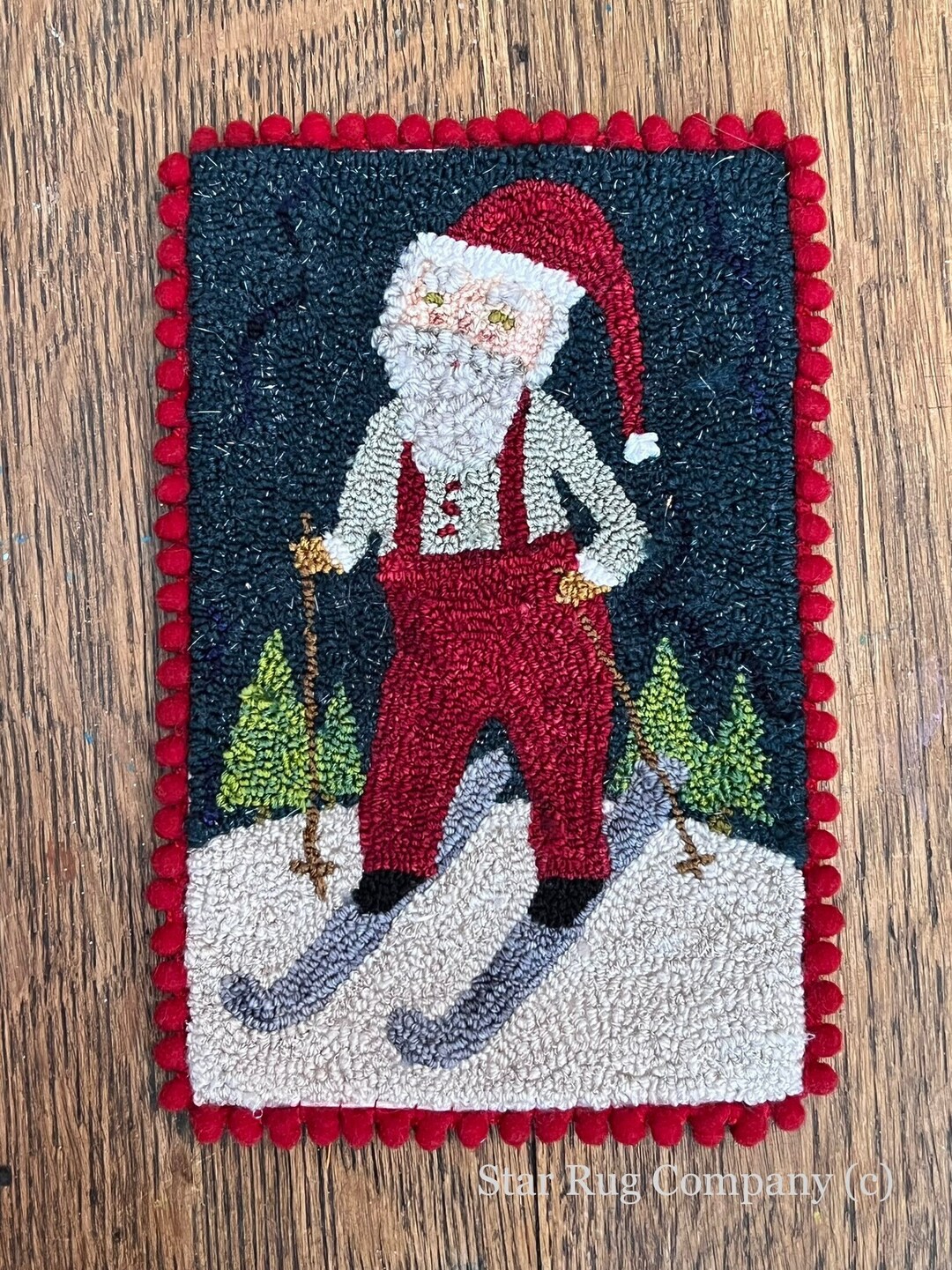 Star Rug Company ~ Skiing Santa ~ Primitive Rug Hooking Pattern - Etsy