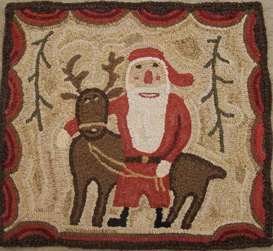 Star Rug Company ~ Antique Santa & Reindeer ~ Rug Hooking Pattern - Etsy