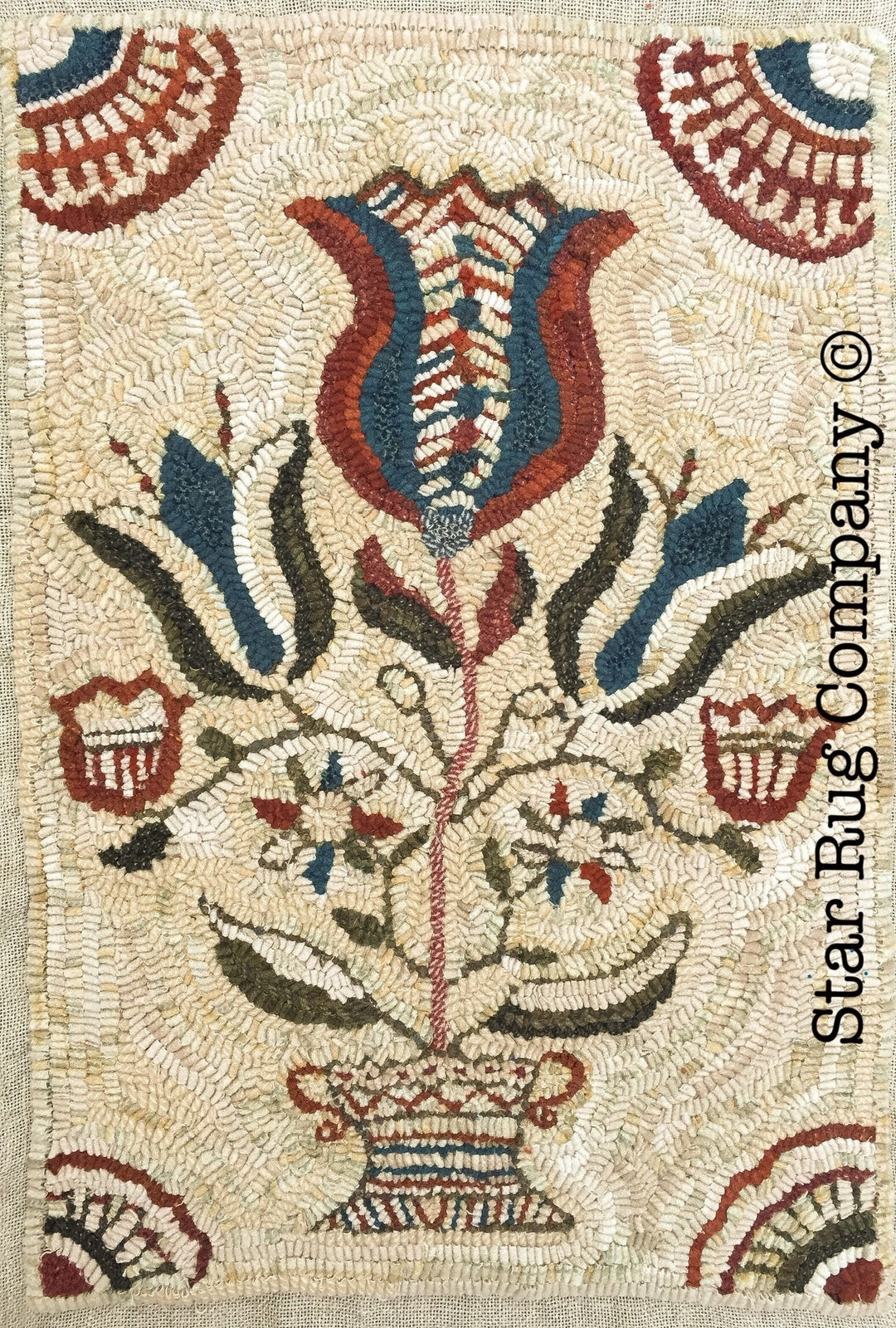 Star Rug Company ~ Antique Fraktur - Tulip in the Urn~ Rug Hooking ...